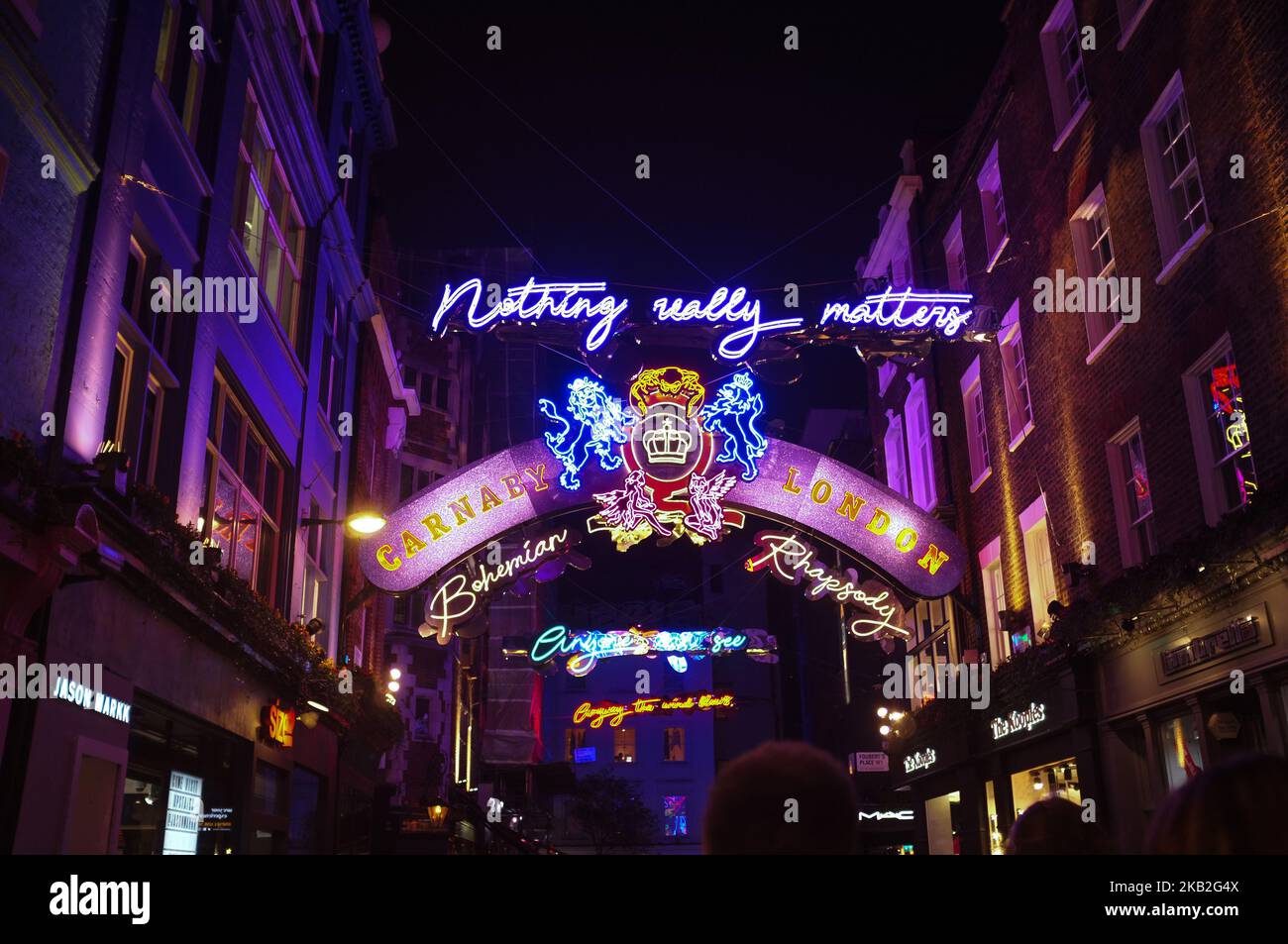 Queen-Inspired Lights are pictured in London’s Carnaby Street, on ...