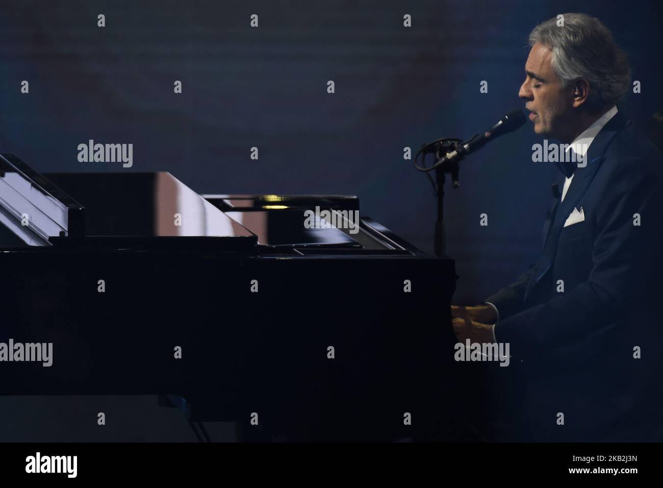 The great Italian singer Andrea Bocelli sings with his son Matteo ...