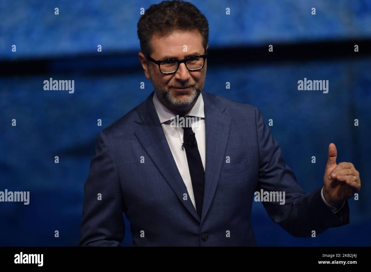 the TV presenter Fabio Fazio conducts the episode of "Che Tempo Che Fa ...