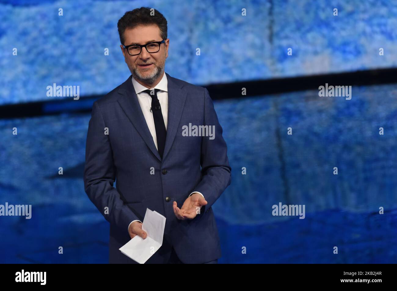 the TV presenter Fabio Fazio conducts the episode of "Che Tempo Che Fa ...