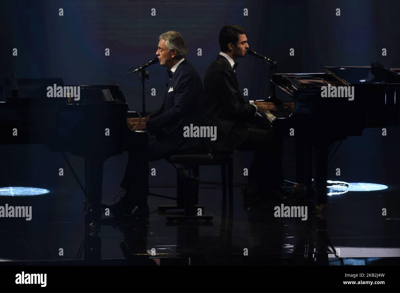 The great Italian singer Andrea Bocelli sings with his son Matteo ...