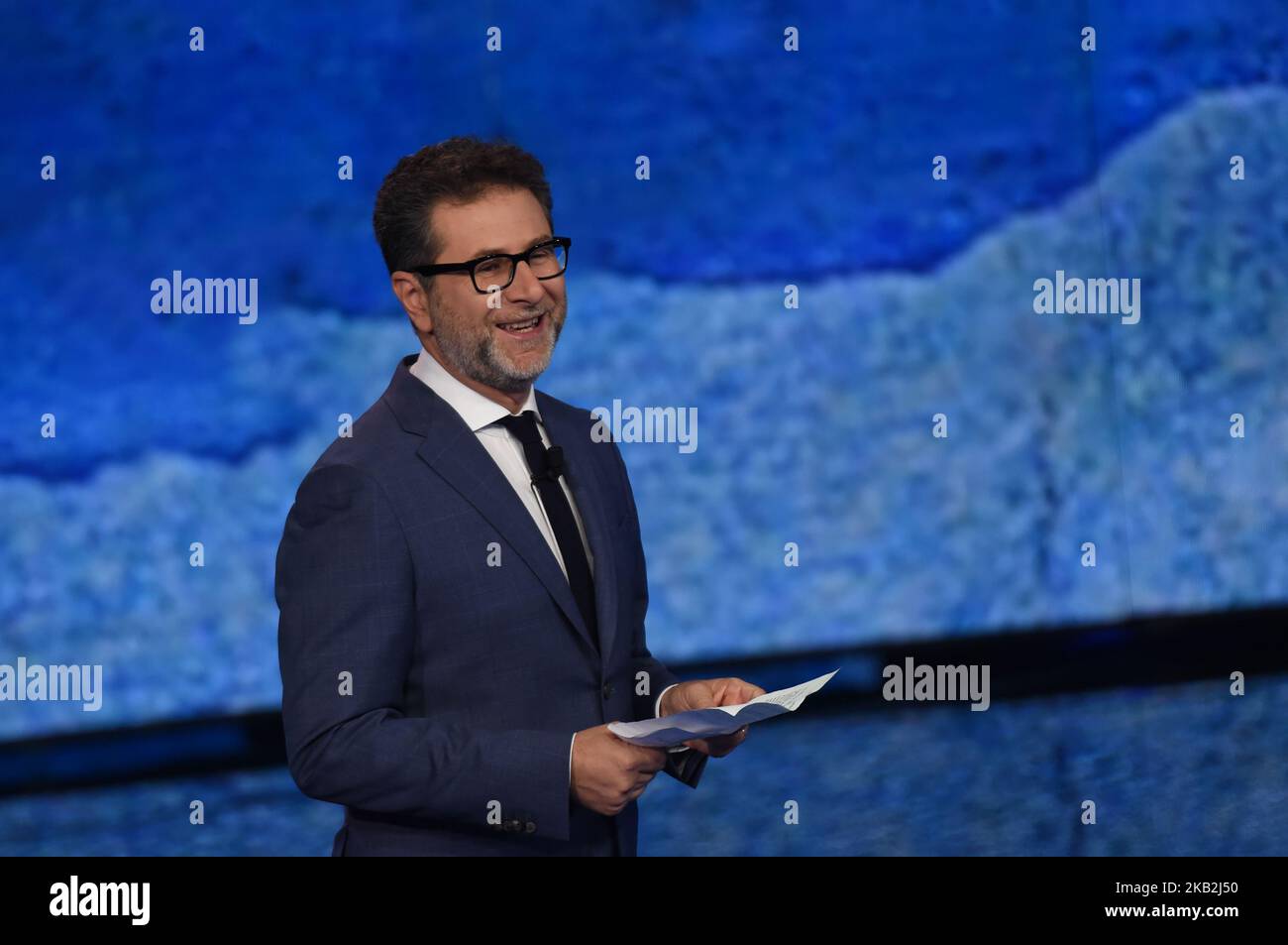 the TV presenter Fabio Fazio conducts the episode of "Che Tempo Che Fa ...
