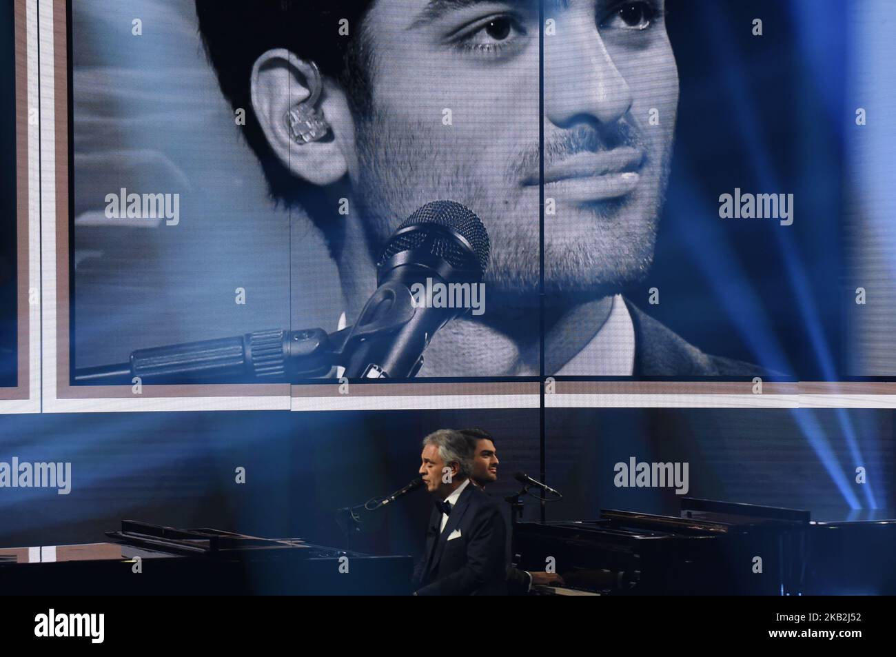The great Italian singer Andrea Bocelli sings with his son Matteo ...