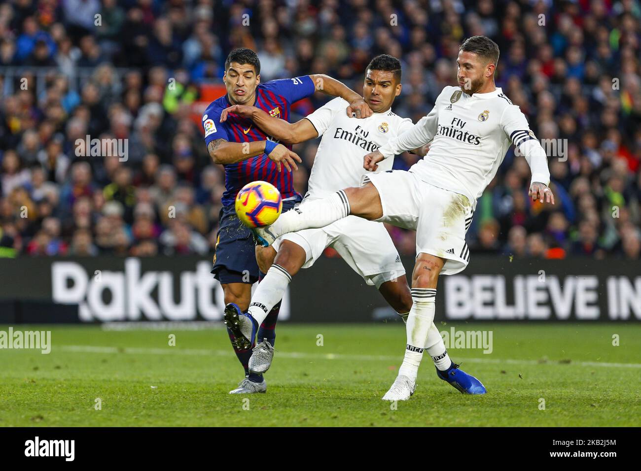 Real Madrid CF midfielder Casemiro (14), FC Barcelona forward Luis ...