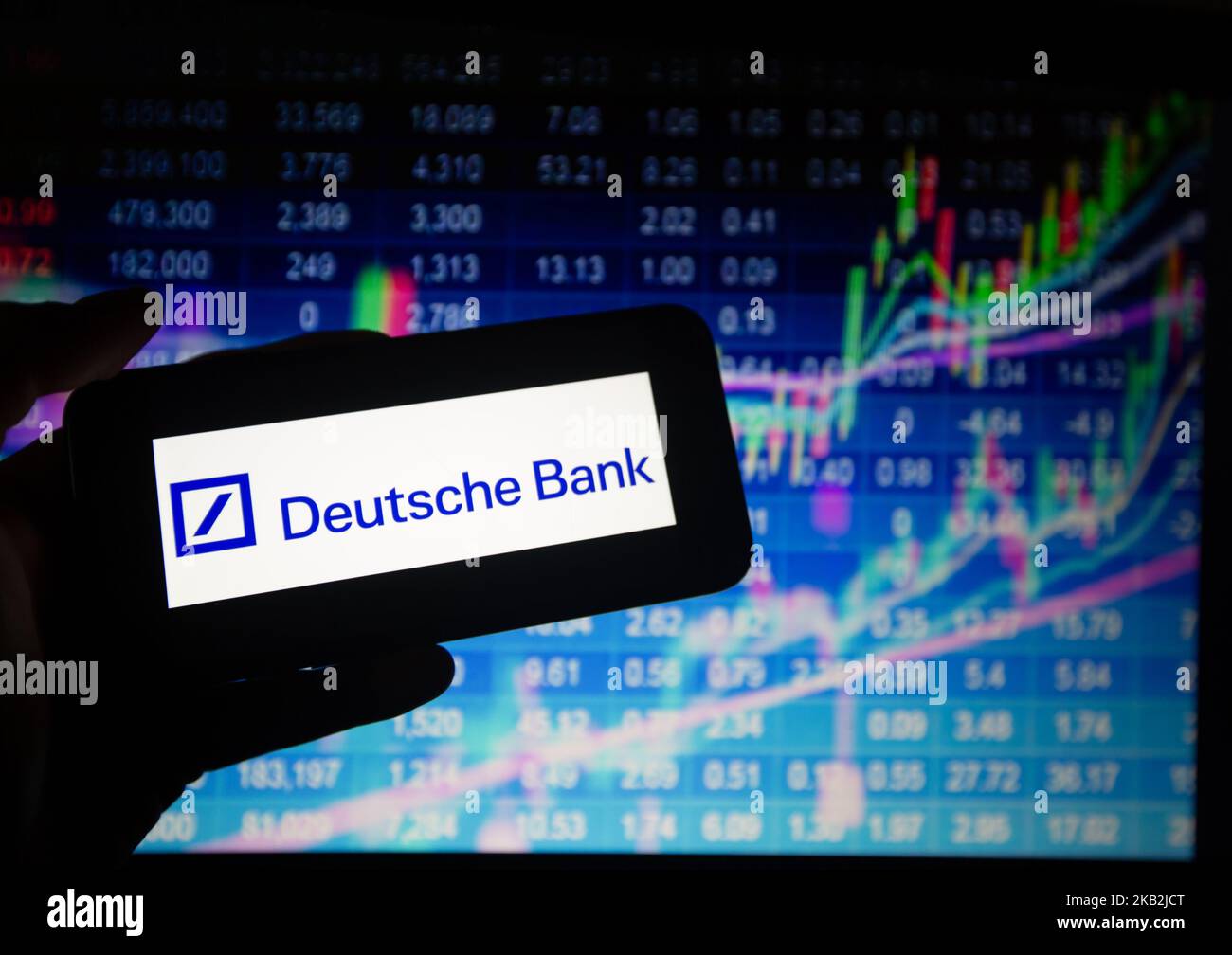 The logo of the German Bank Deutsche Bank is seen in this illustration ...