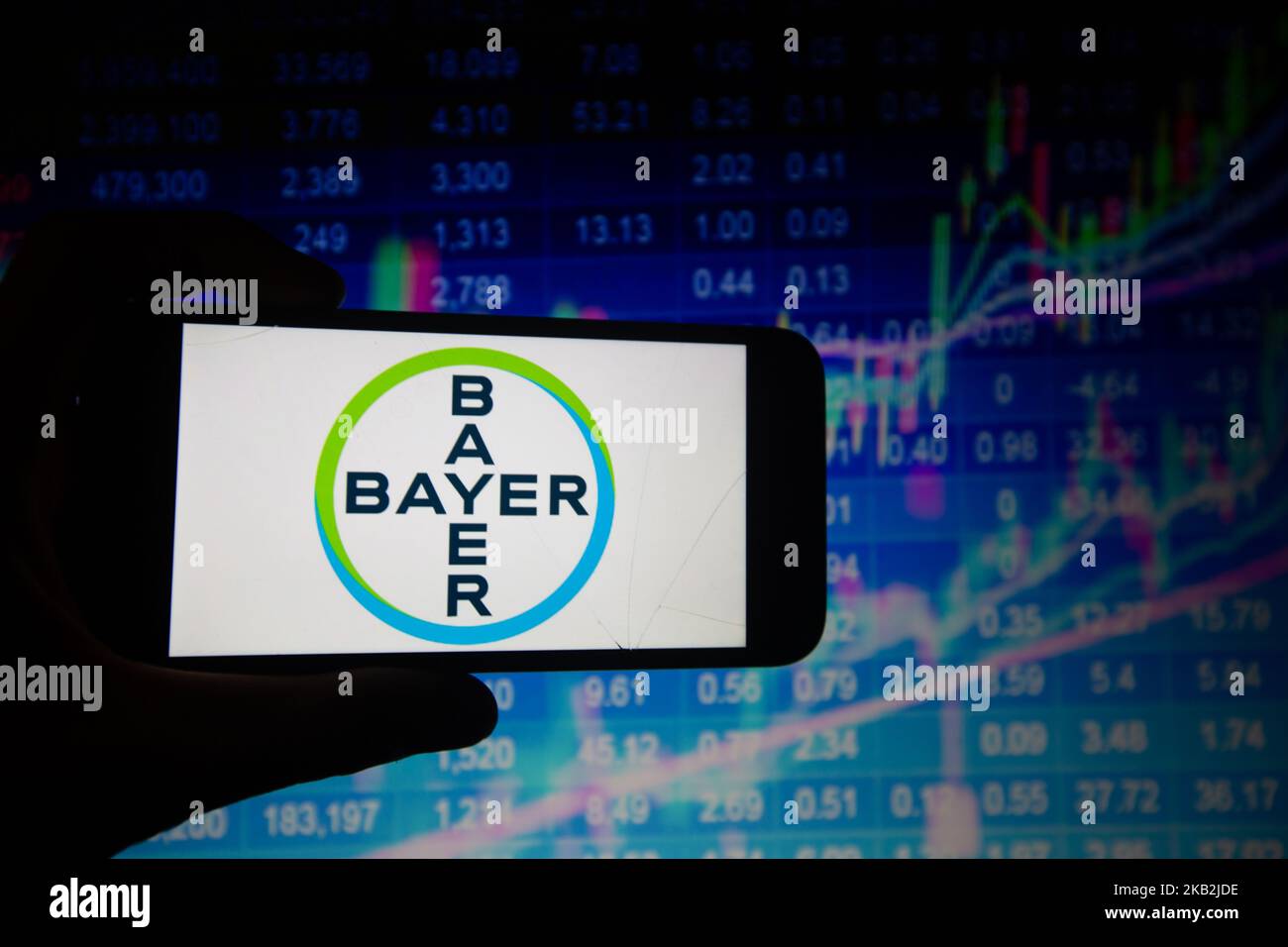 The logo of the pharmaceutical company Bayer is seen in this ...