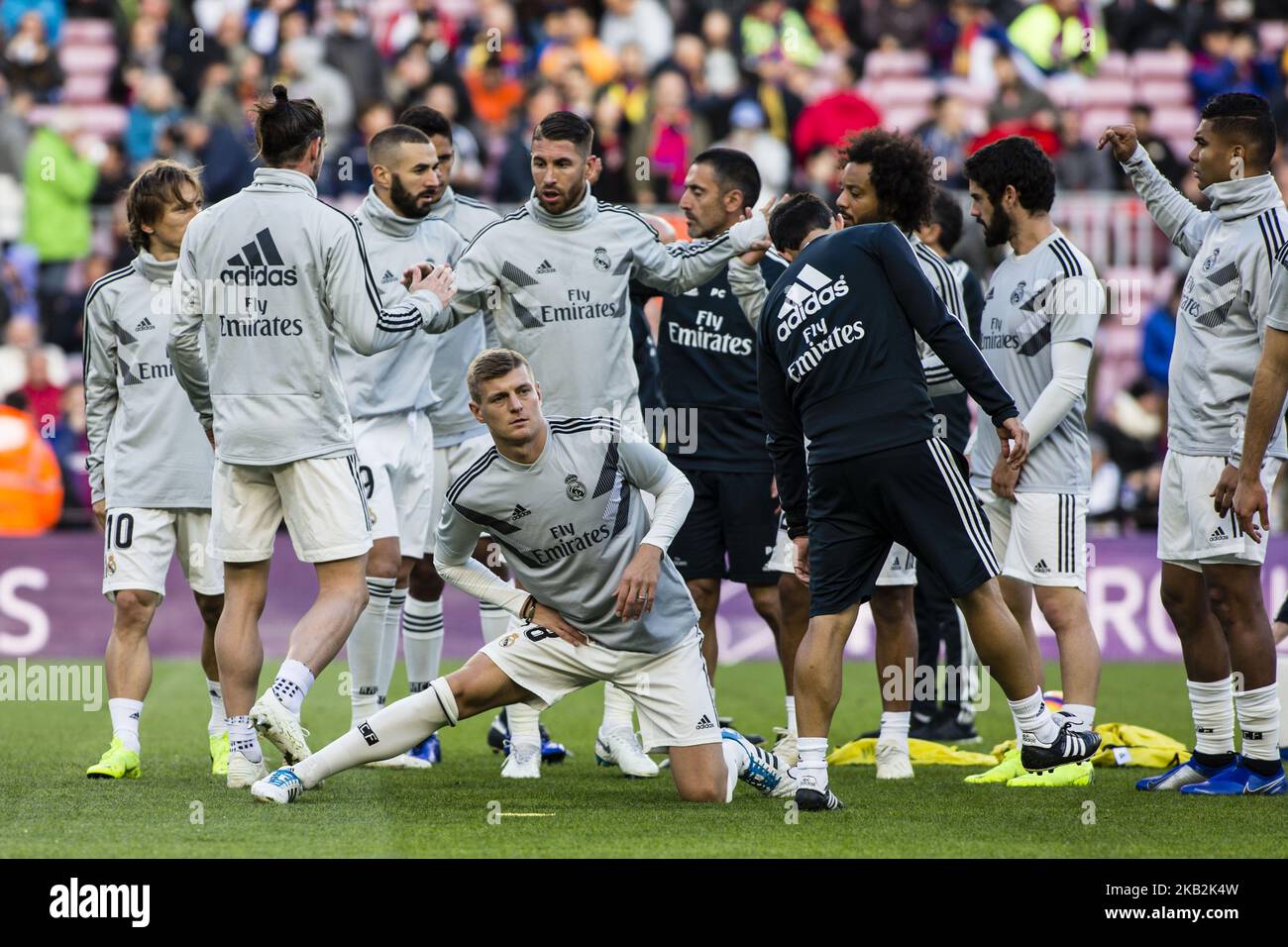 Real Madrid team training during the Spanish championship La Liga ...