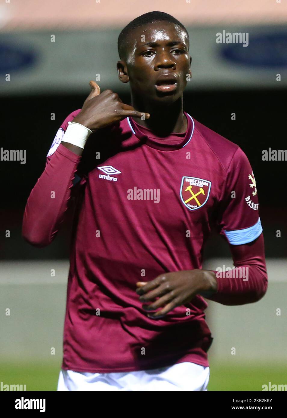 Emmanuel Longelo of West Ham United celebrates his goal during Premier ...