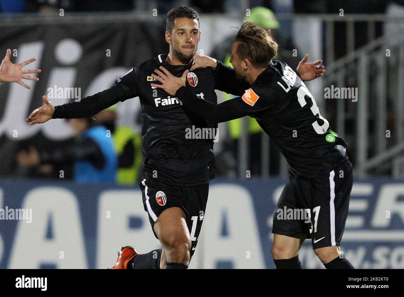 Michele Cavion of Ascoli Calcio 1898 FC celebrate after scoring goal of ...