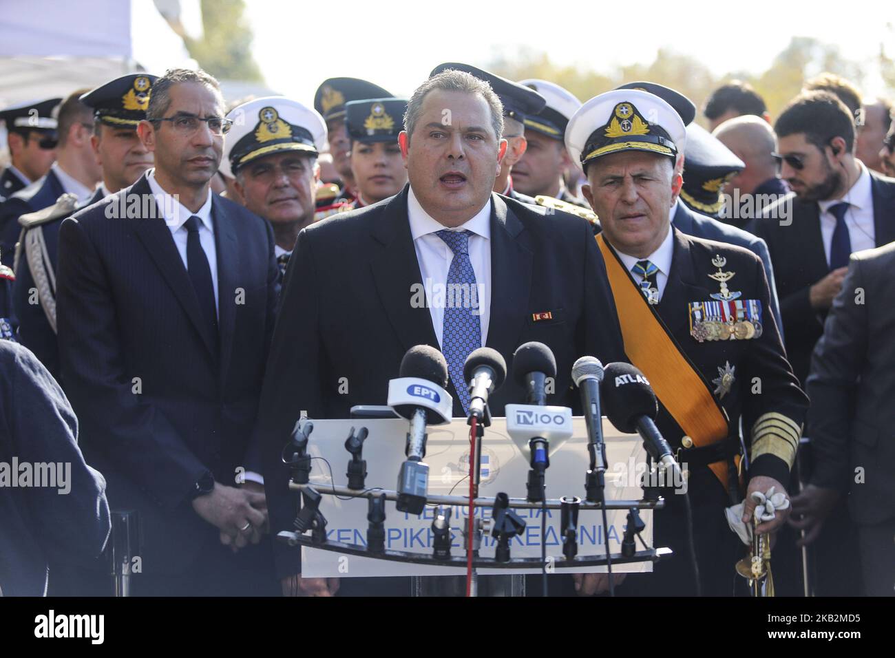 Panos Kammenos in Thessaloniki during the military parade on 28th of ...