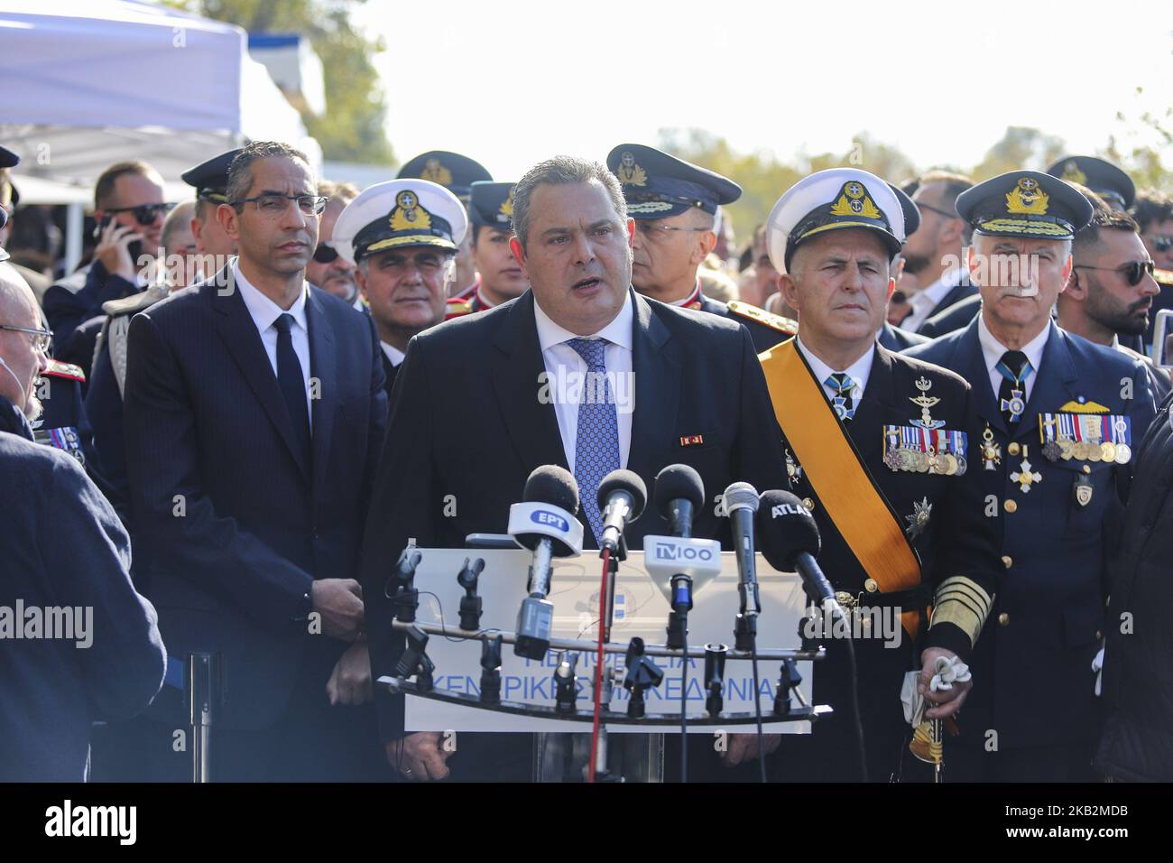 Panos Kammenos in Thessaloniki during the military parade on 28th of ...