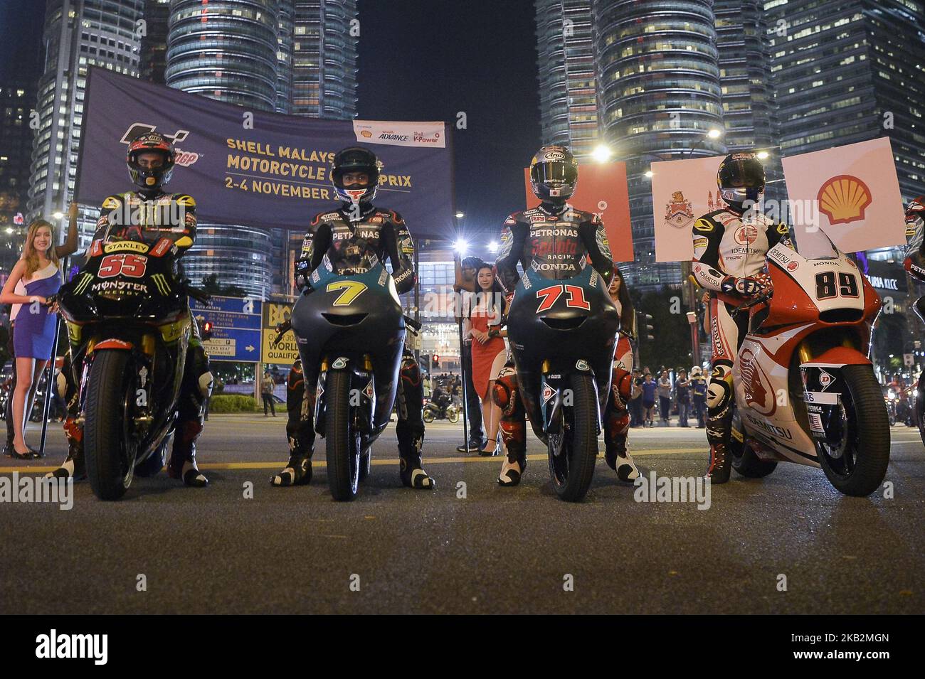 From left Malaysian MotoGP rider Hafizh Syahrin of Monster Yamaha Tech ...
