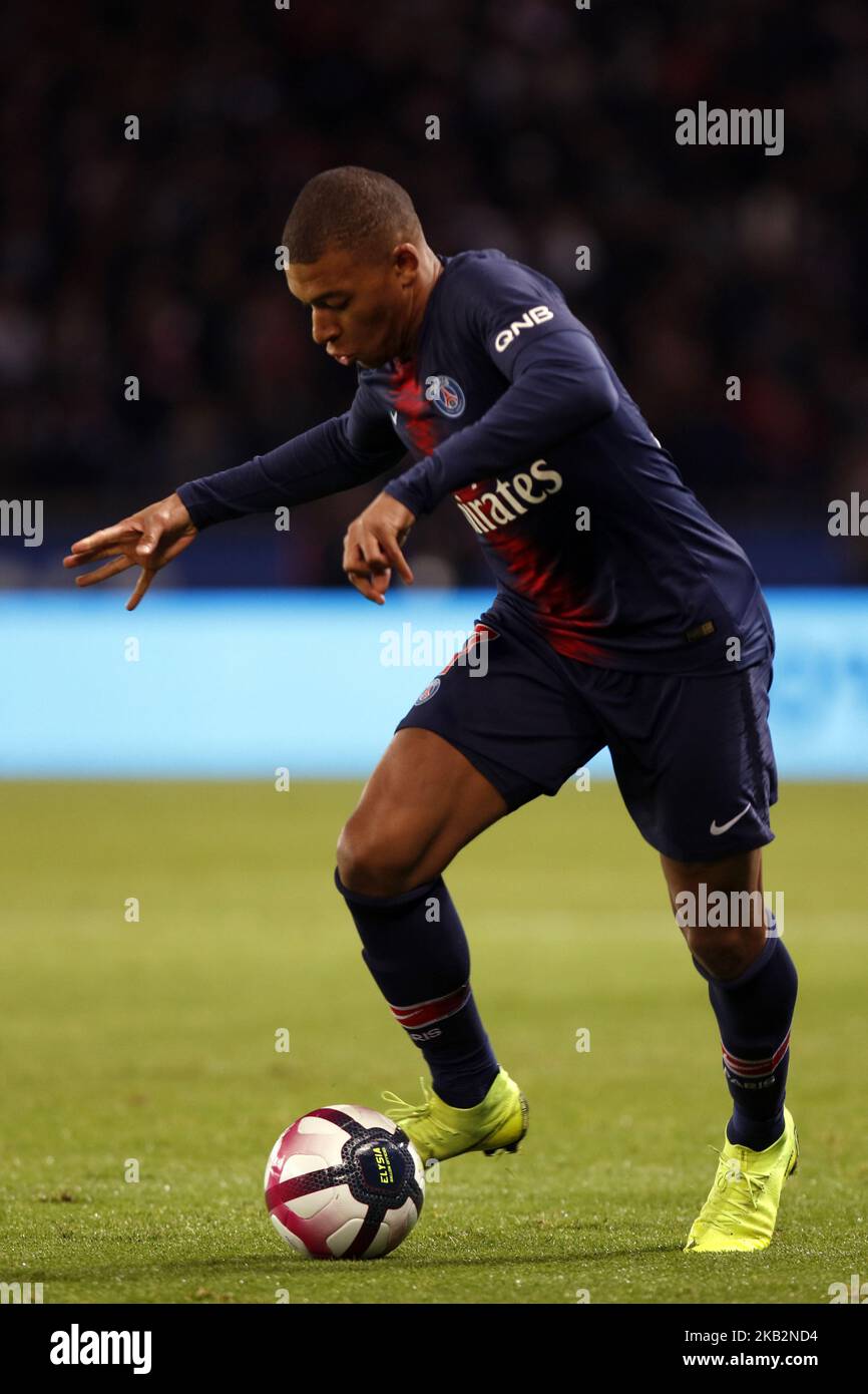 Kylian Mbappe attends the soccer match game between PSG and Lille at ...