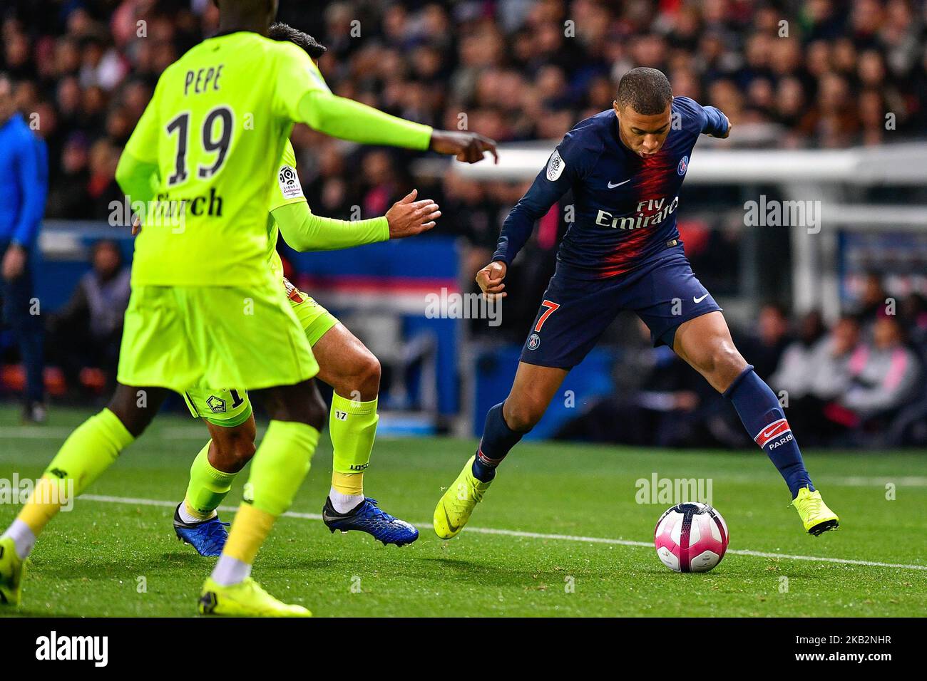 Killian Mbappe #7 during the french Ligue 1 match between Paris Saint ...