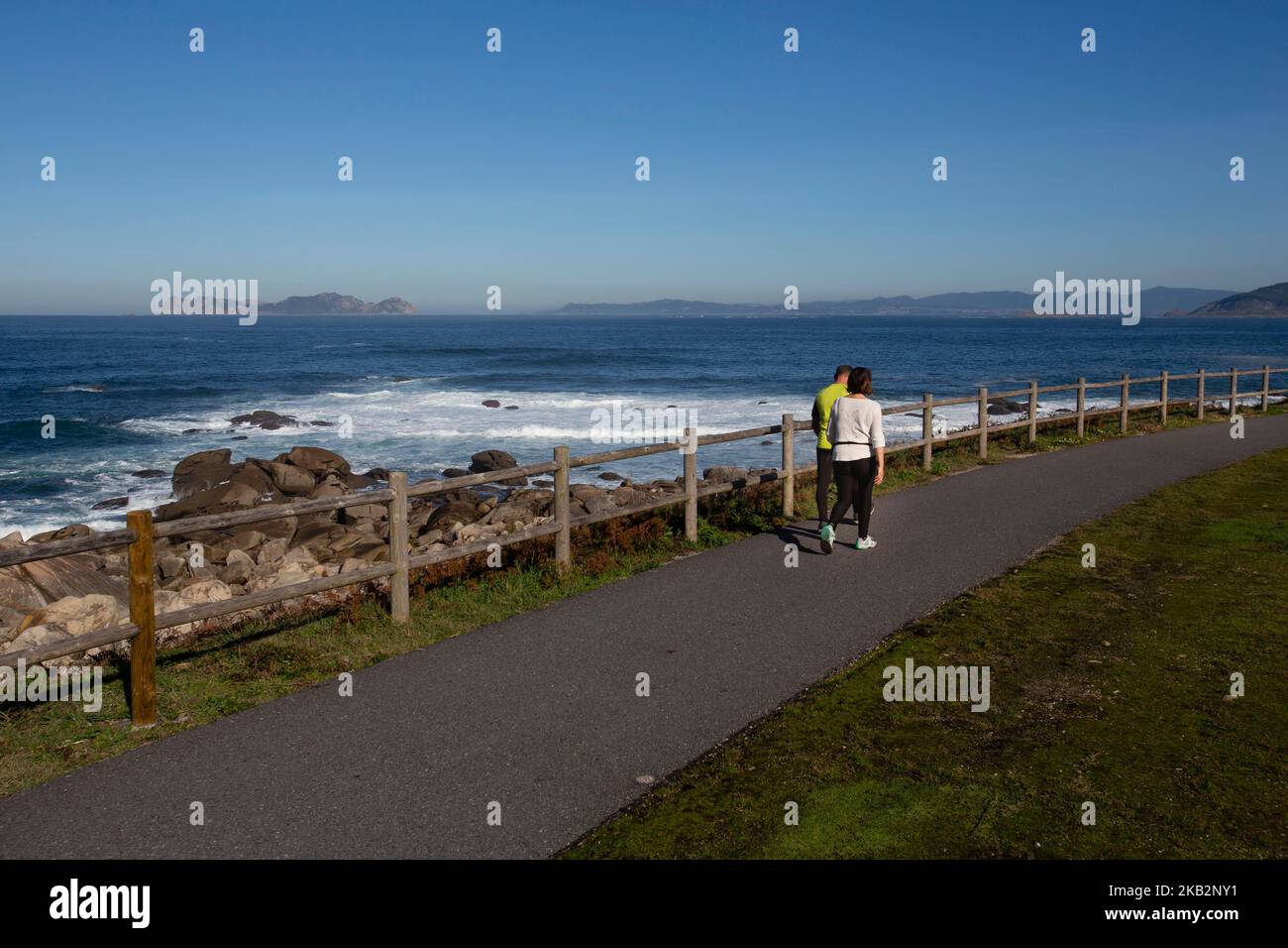 Pilgrims on the Portuguese Camino de Santiago along the coast as it ...