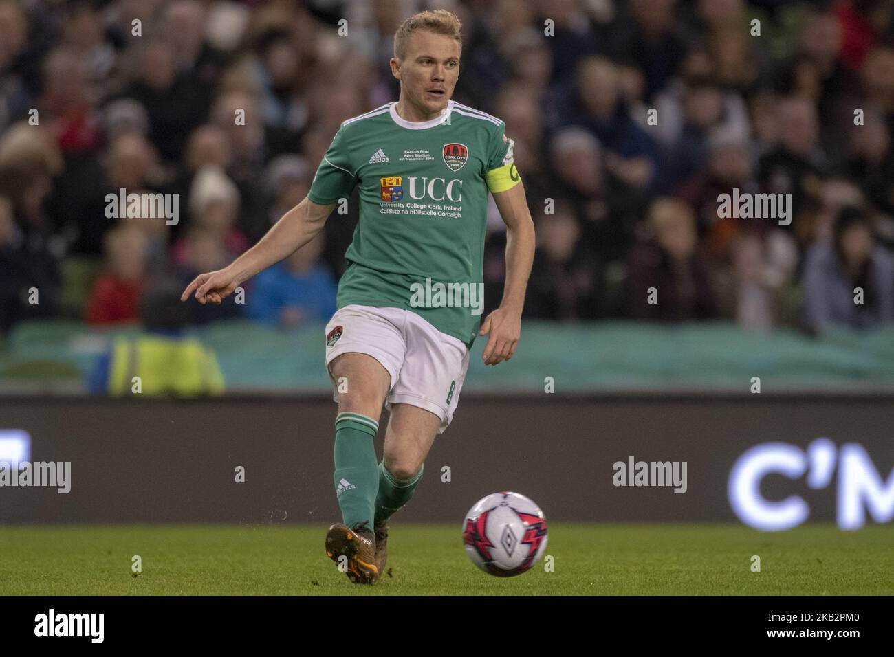 Conor McCormack of Cork controls the ball during the Irish Daily Mail ...