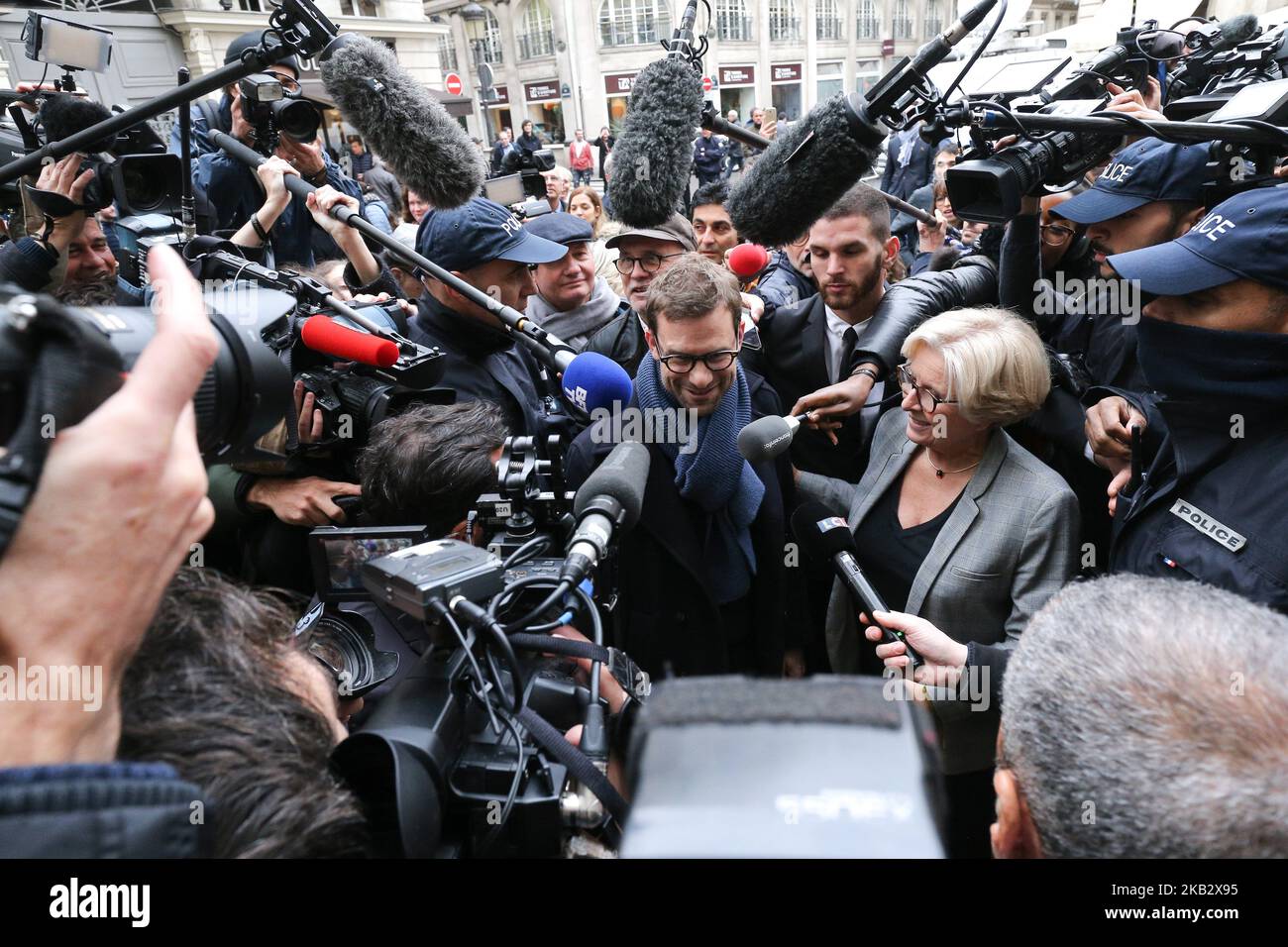French writer Nicolas Mathieu (C) arrives at Drouant restaurant in ...