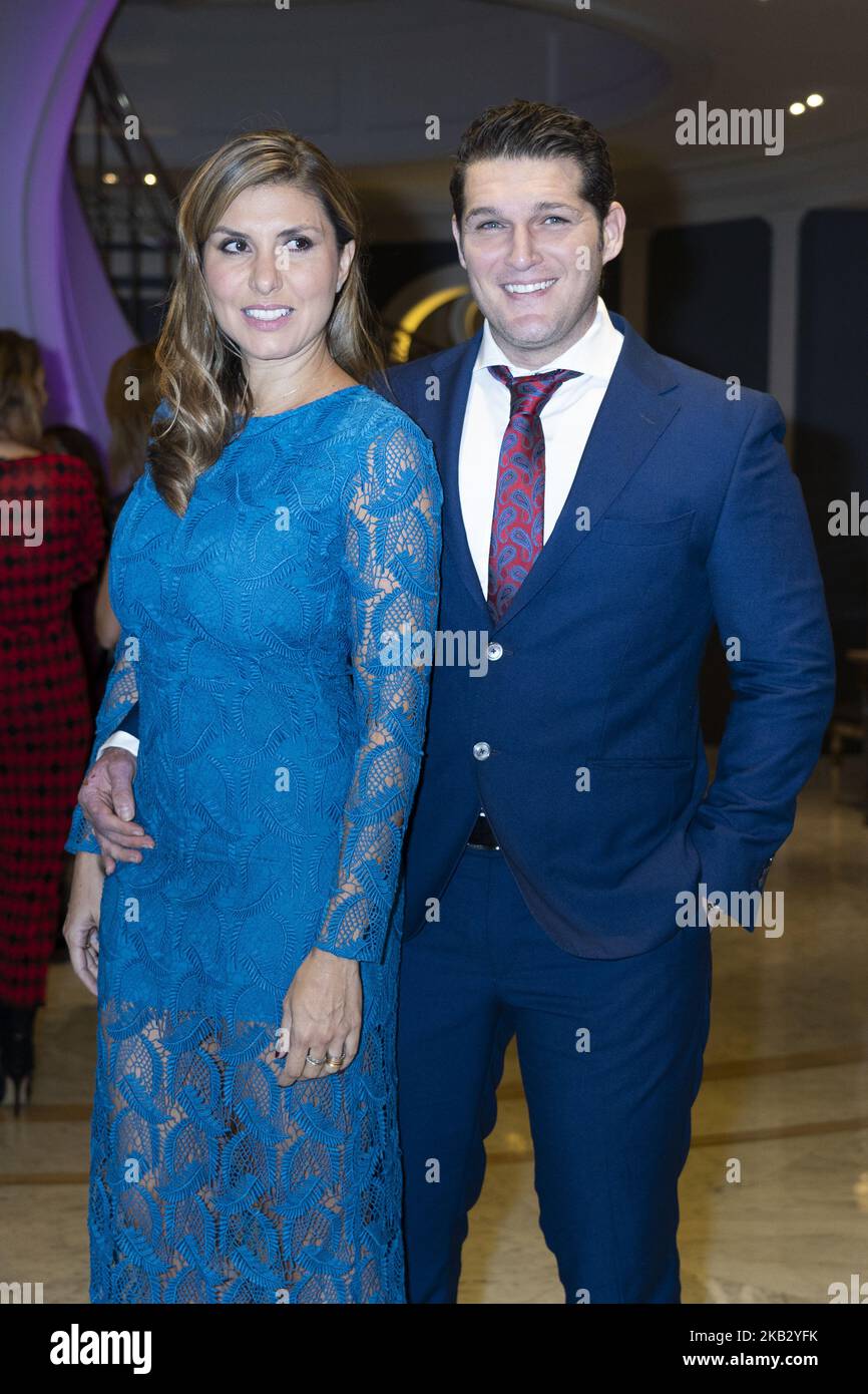 Singer Manu Tenorio and wife Silvia Casas attend a charity dinner by ...