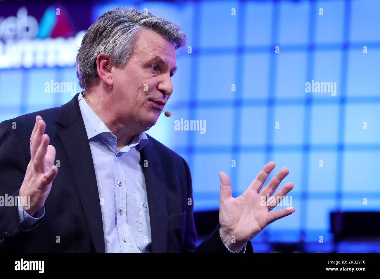 Shell CEO Ben van Beurden speaks during the Web Summit 2018 in Lisbon ...