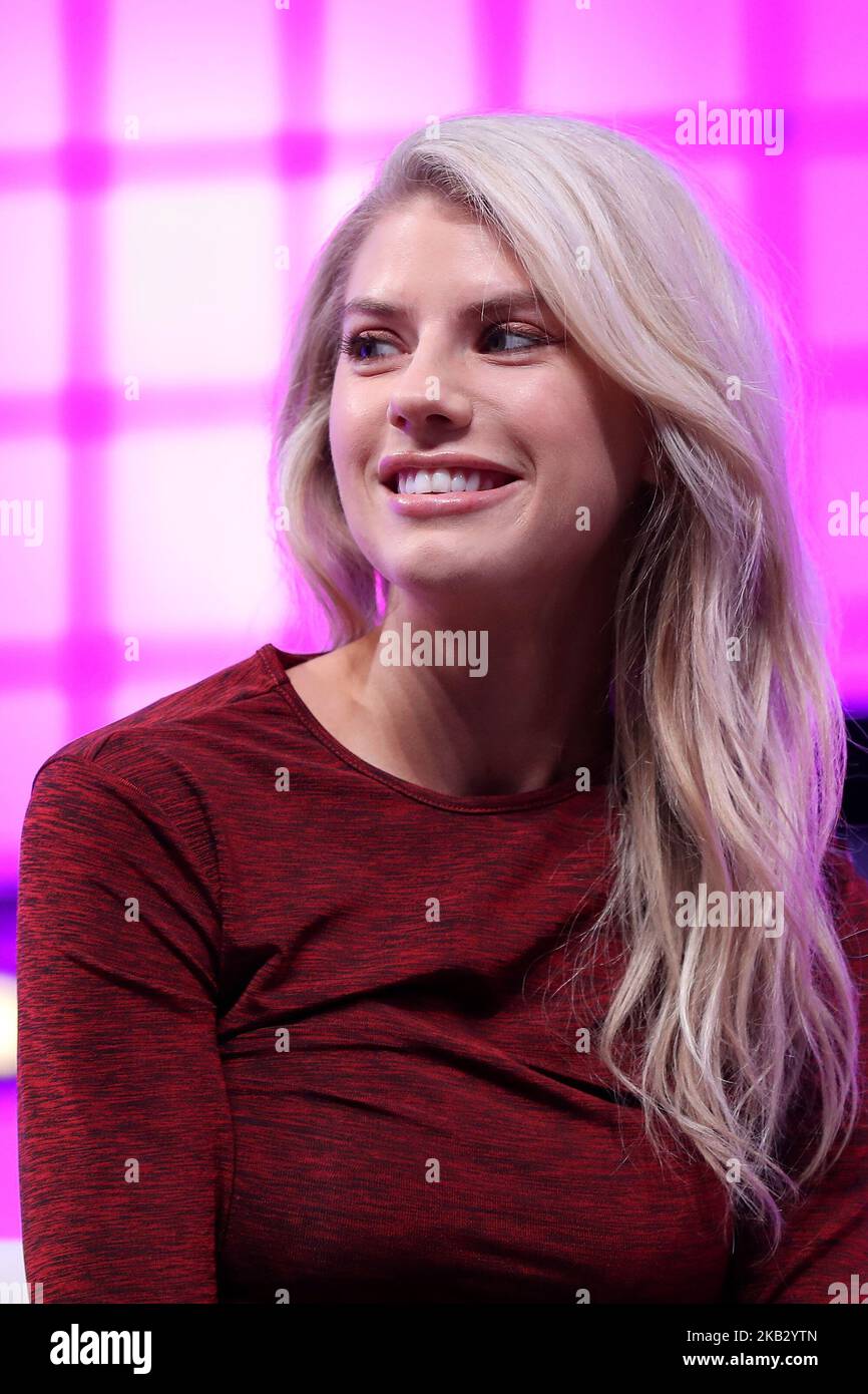 Model & Actress Charlotte McKinney speaks during the Web Summit 2018 in ...