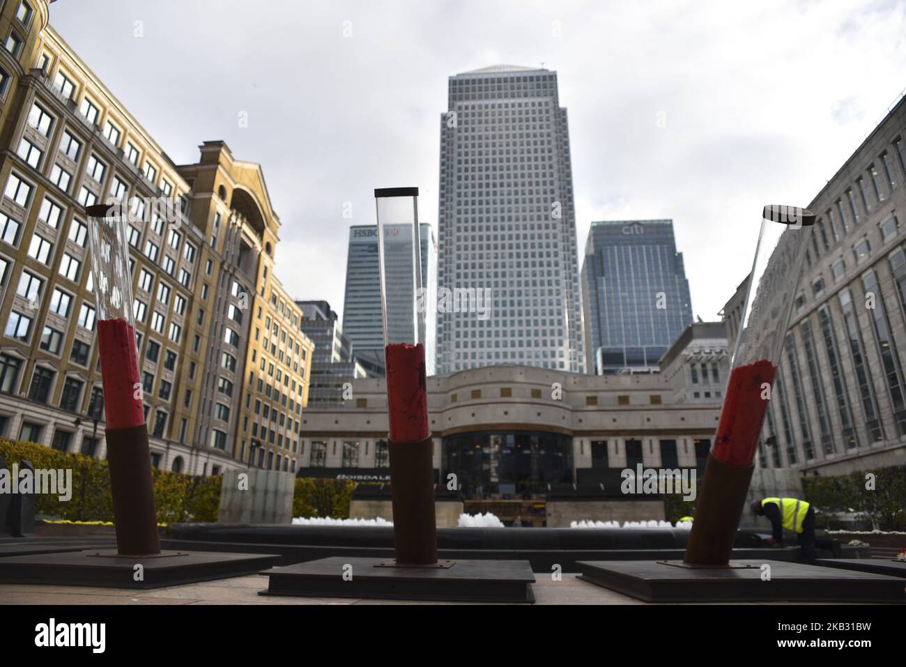 Fallen Soldier art work is pictured at Canary Wharf, London on November ...