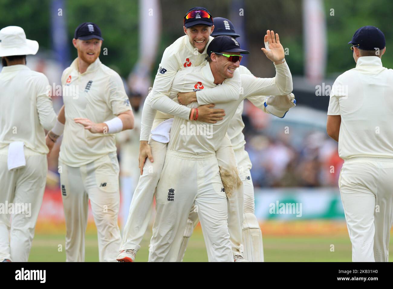 England cricket captain Joe Root and Jos Butler celebrate during the ...