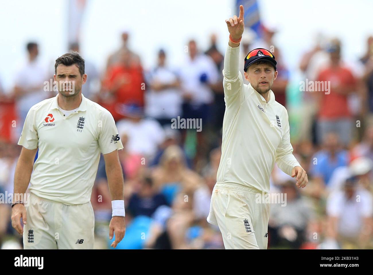 England cricket captain Joe Root and James Anderson during the 4th day ...
