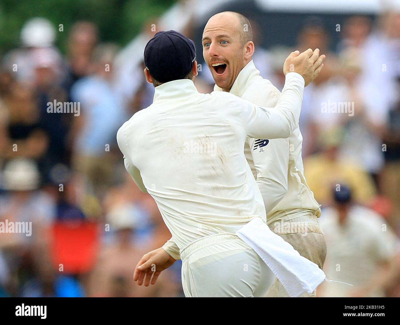 England cricketer Jack Leach celebrates with Jos Butler celebrate after ...