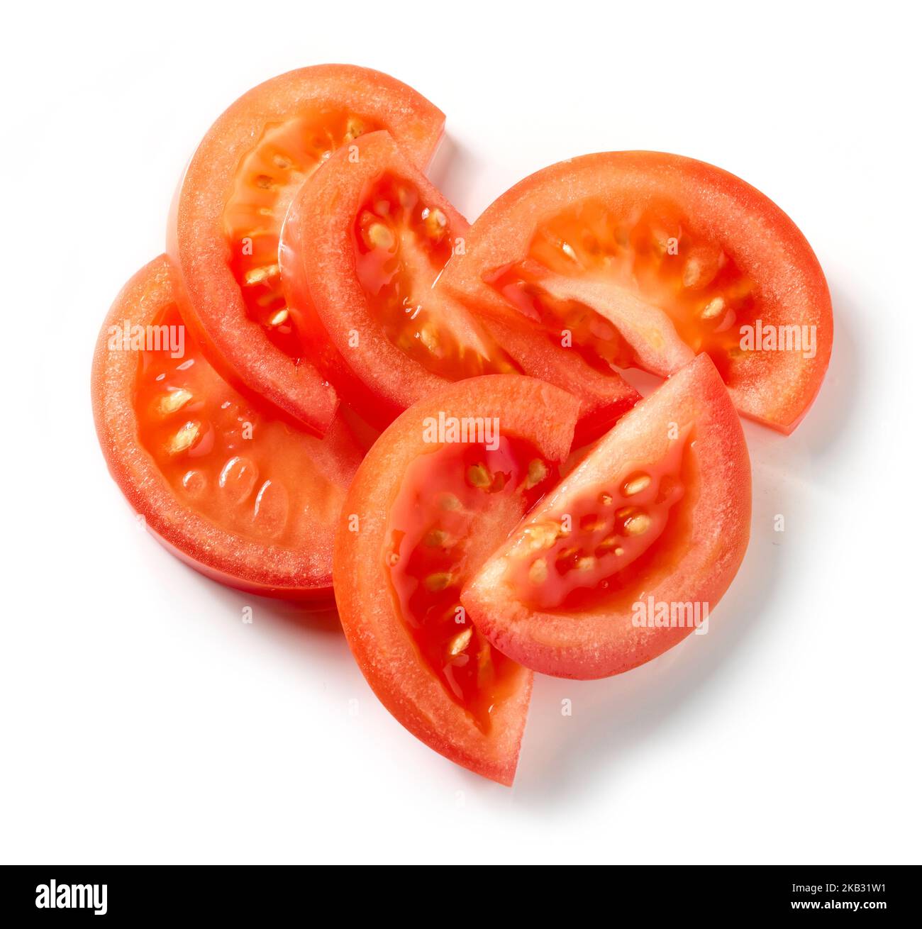 fresh raw tomato slices isolated on white background, top view Stock ...