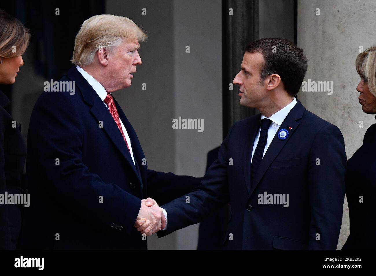 US President Donald Trump and French President Emmanuel Macron at the ...