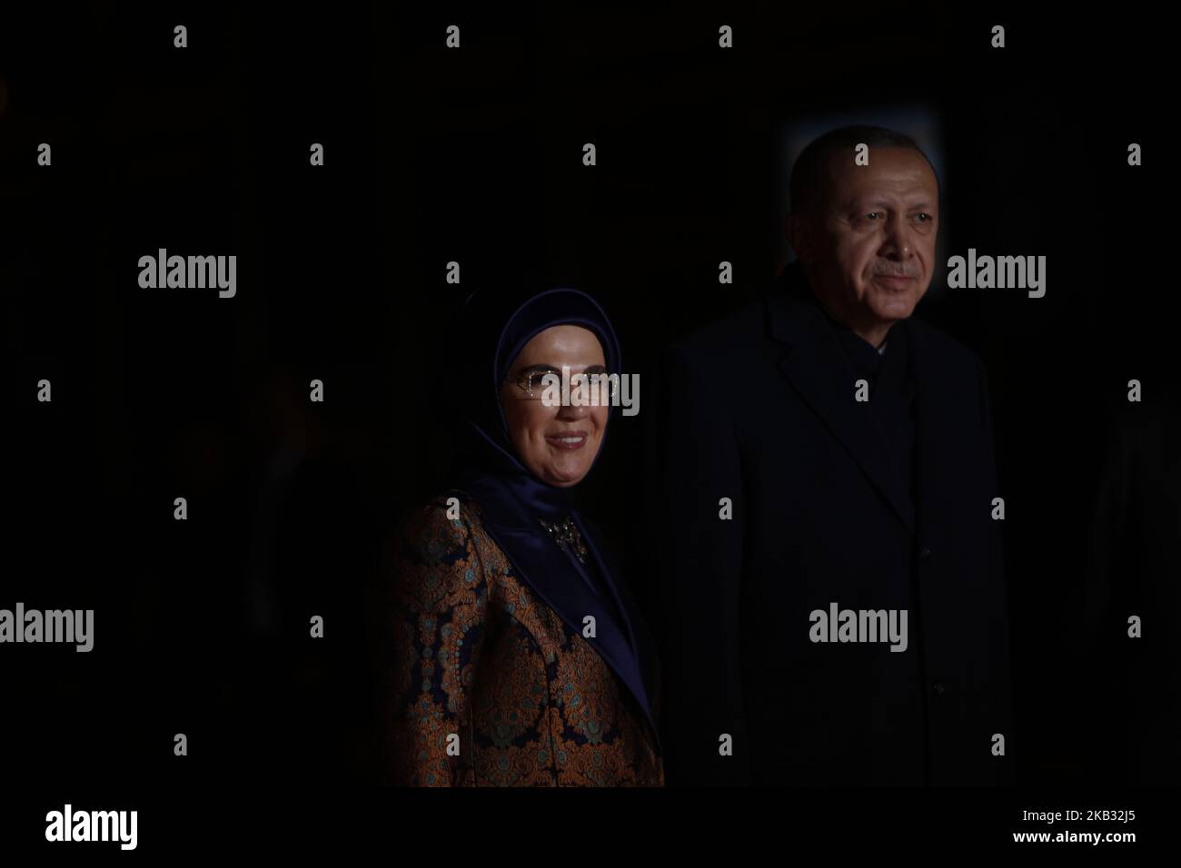 President of Turkey, Recep Tayyip Erdogan (R) and his wife Emine ...