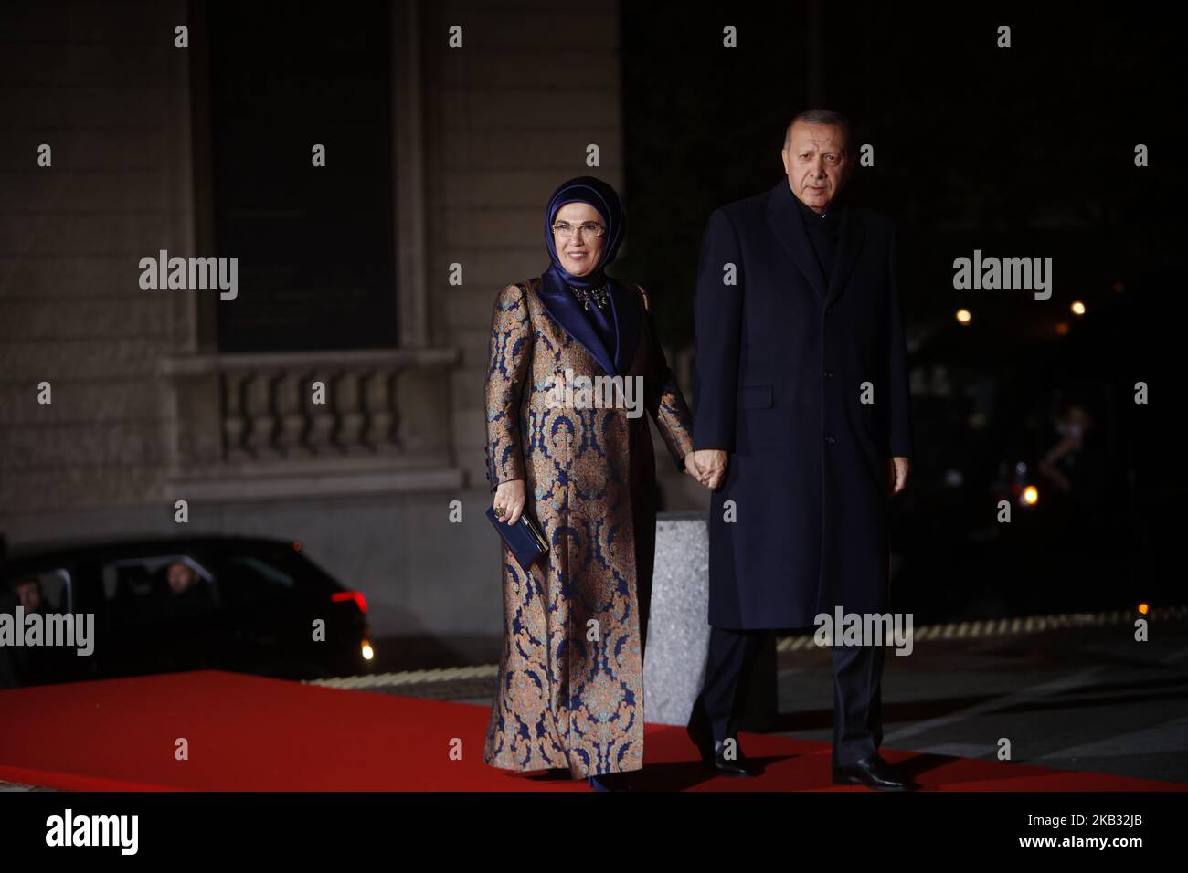 President of Turkey, Recep Tayyip Erdogan (R) and his wife Emine ...