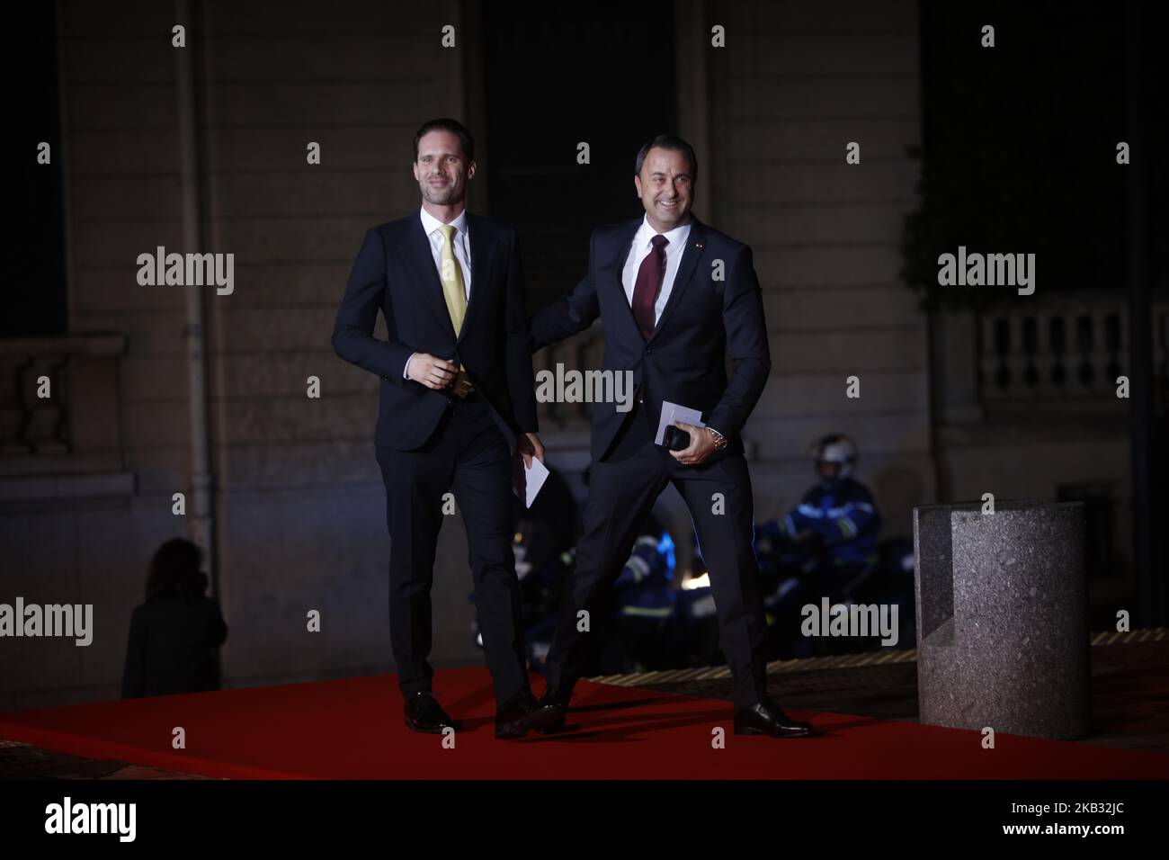 Luxembourg's Prime Minister Xavier Bettel (R) and his husband Gauthier ...