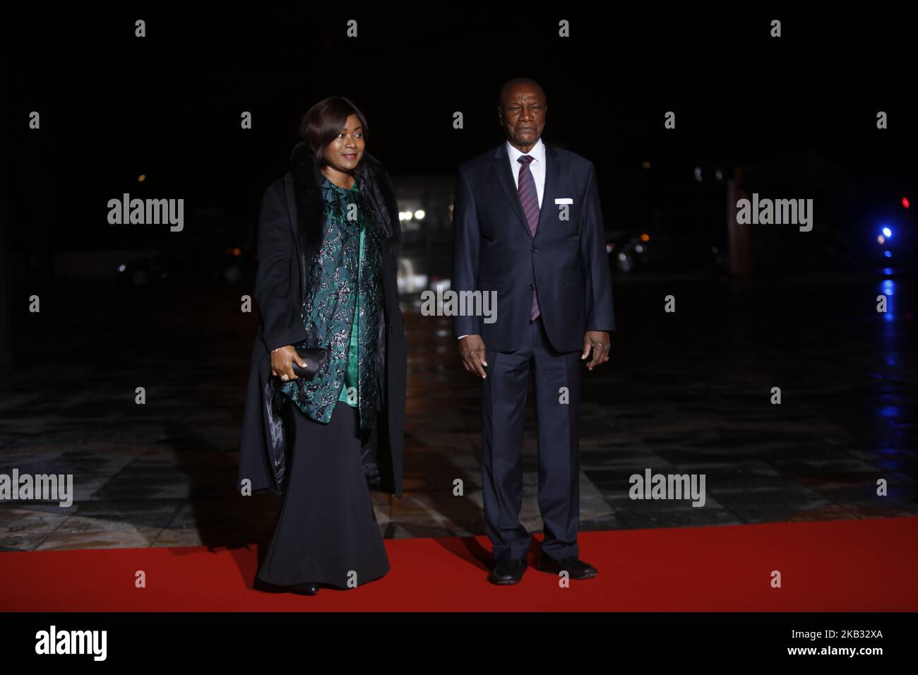 Republic of Guinea's Alpha Conde and his wife Djene Kaba attend a state ...