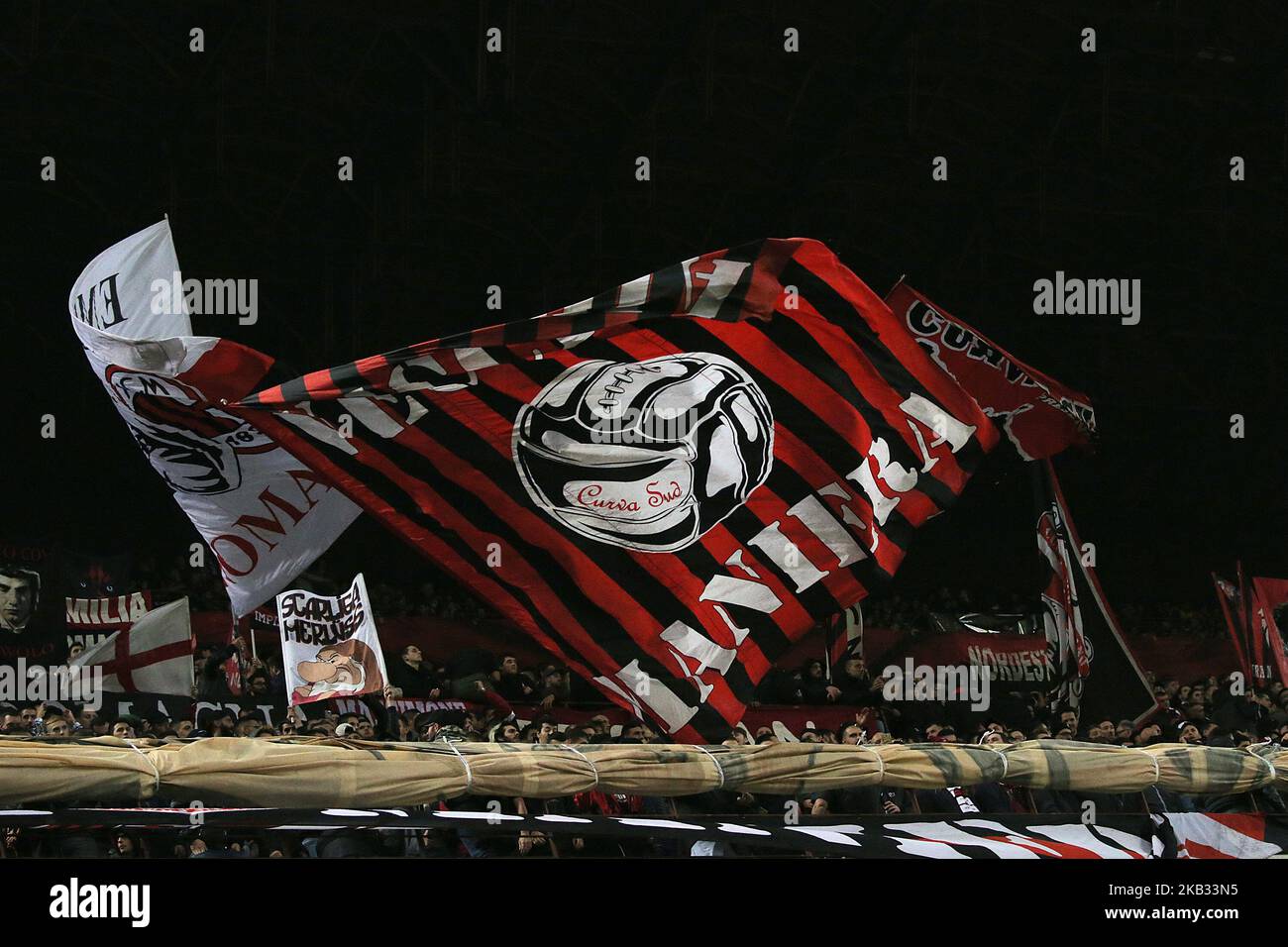 AC Milan fans show their support during the serie A match between AC ...