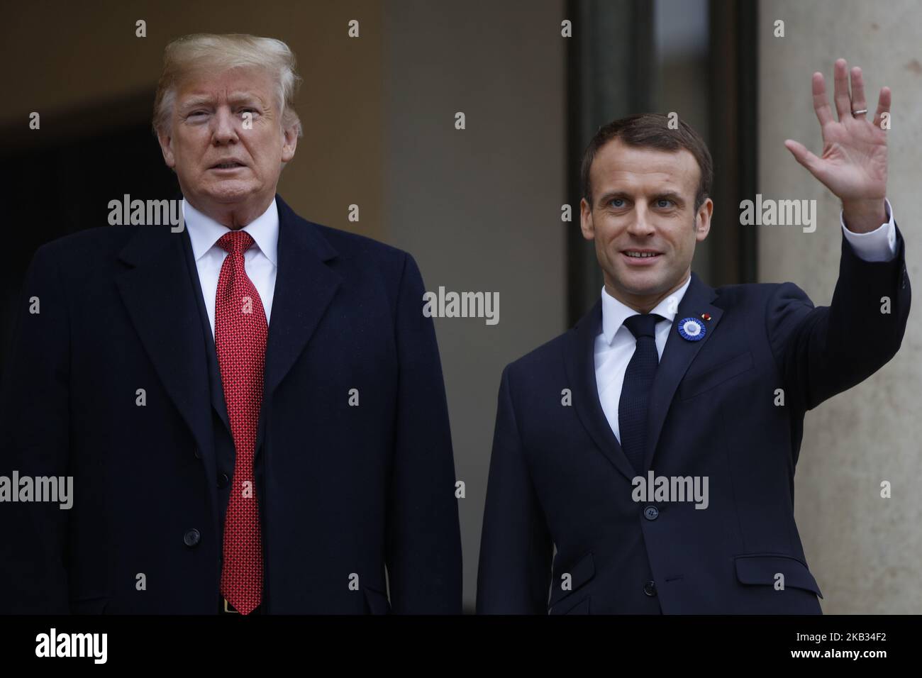 French President Emmanuel Macron welcomes U.S. President Donald Trump ...