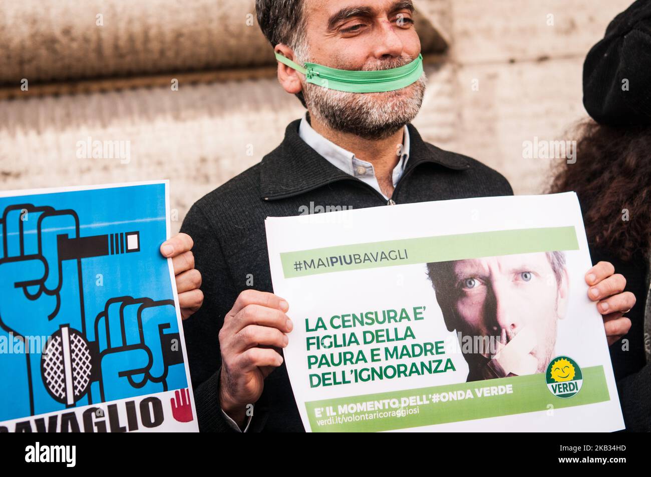 Italian journalists demonstrate in Rome, on November 13, 2018 during a ...