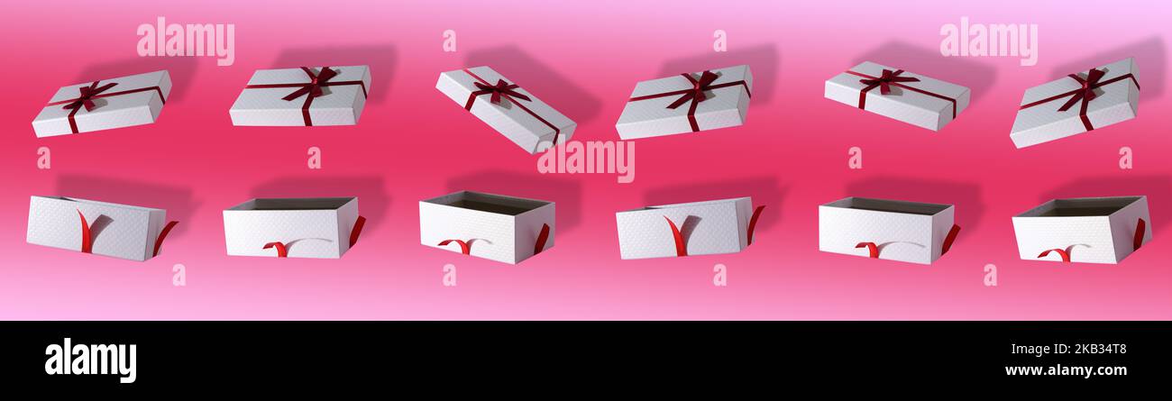 open holiday packages banner, red-white background Stock Photo - Alamy