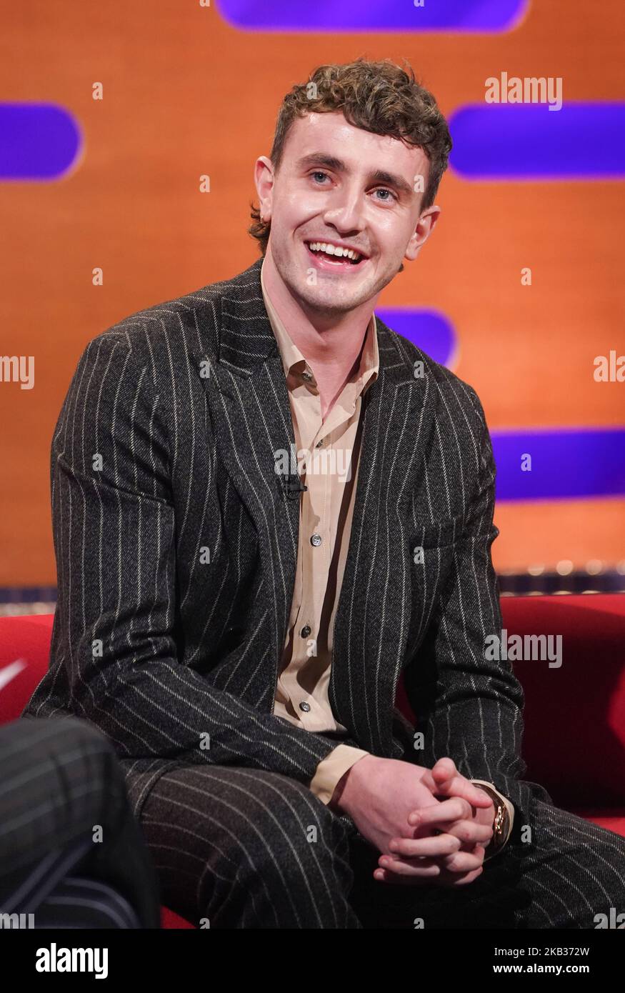 EDITORIAL USE ONLY Paul Mescal during the filming for the Graham Norton Show at BBC Studioworks ...