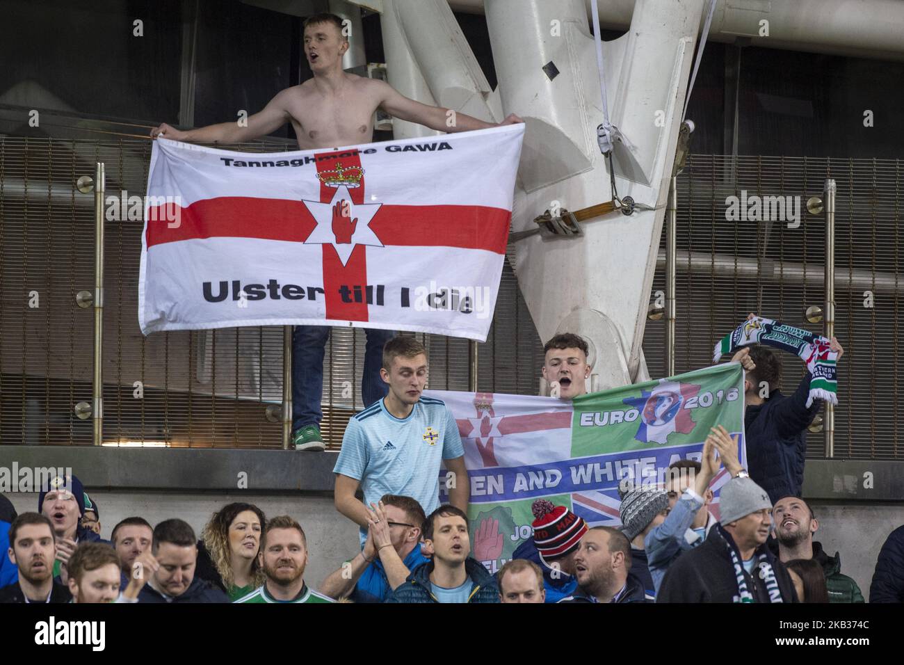North Irish fans pictured during the International Friendly match ...