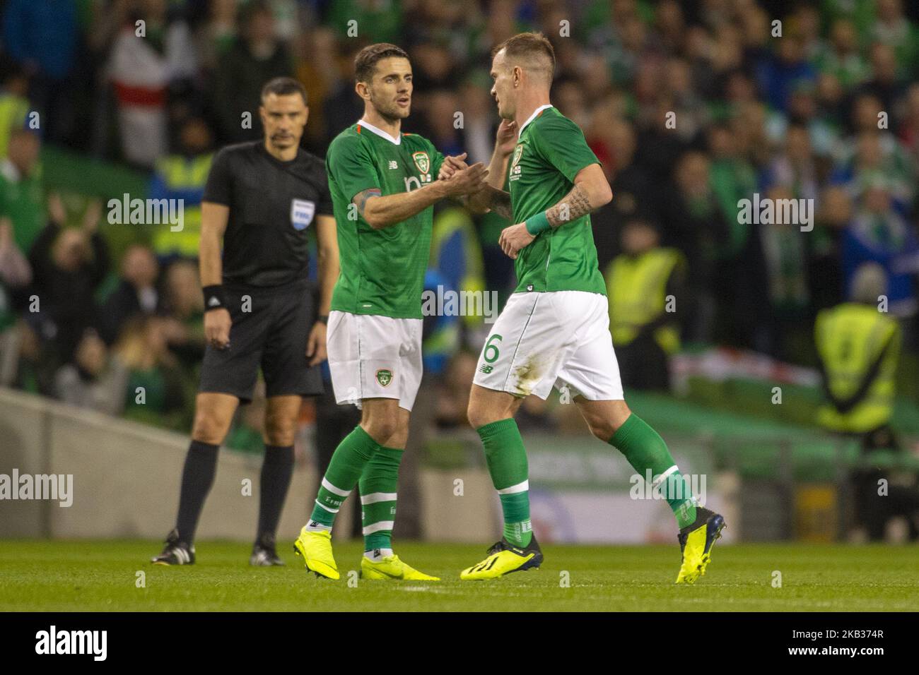Glenn Whelan and Robbie Brady of Ireland during the International ...