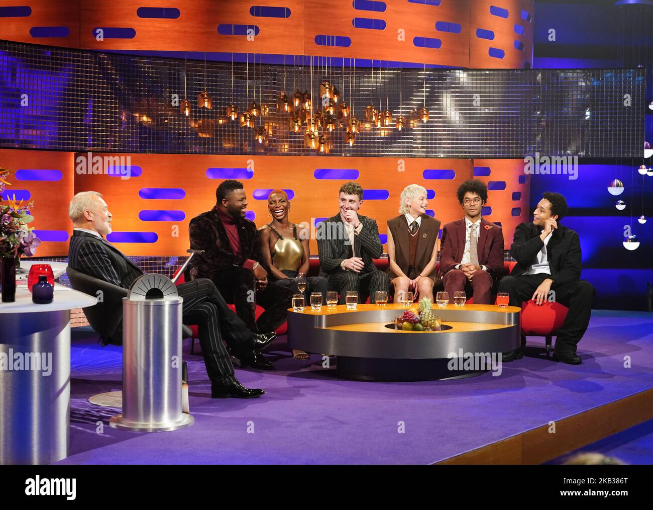 EDITORIAL USE ONLY Graham Norton, Winston Duke , Michaela Coel, Paul ...