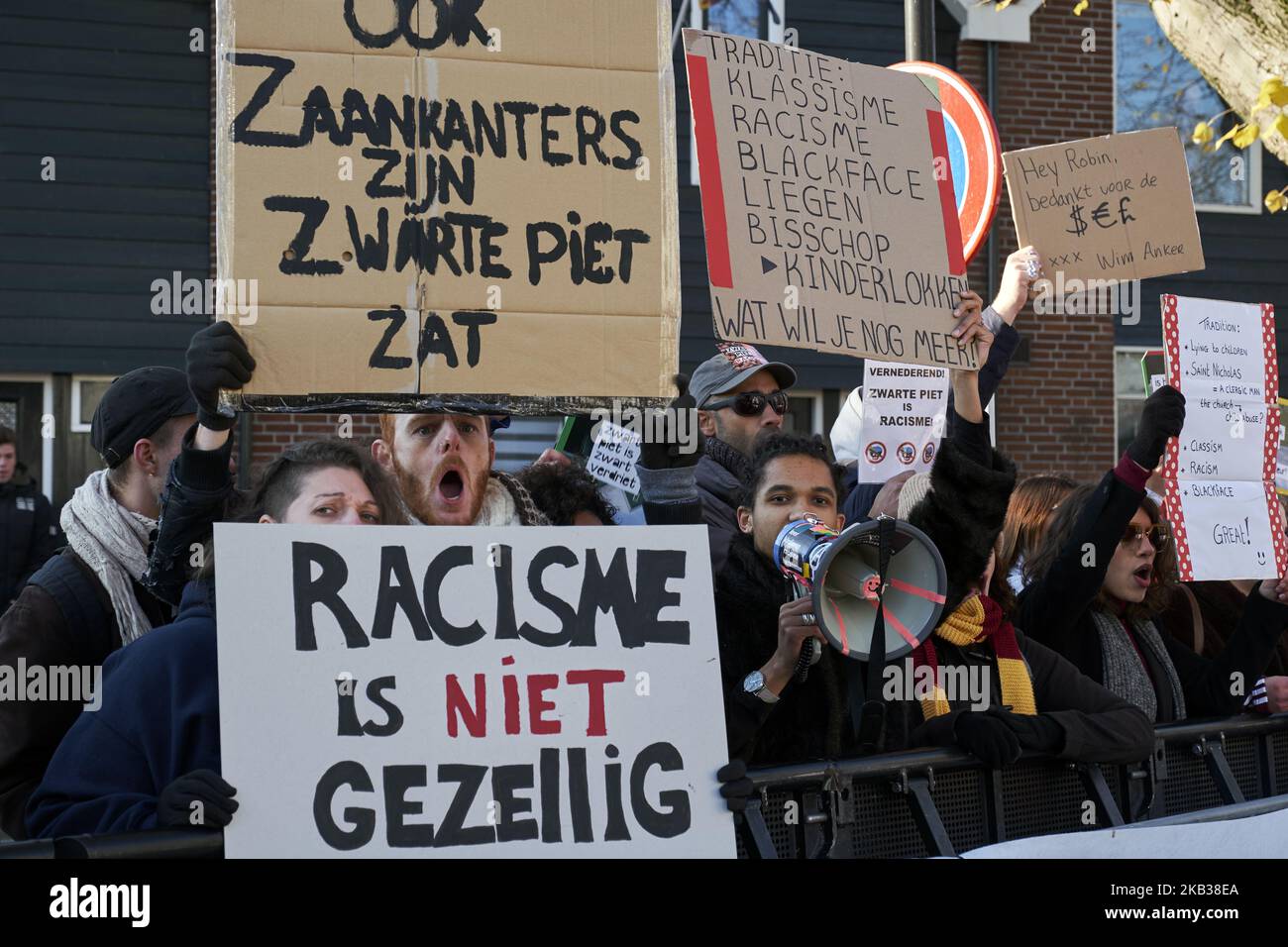 Anti-racist groups protest during the Saint Nicholas arrives In ...