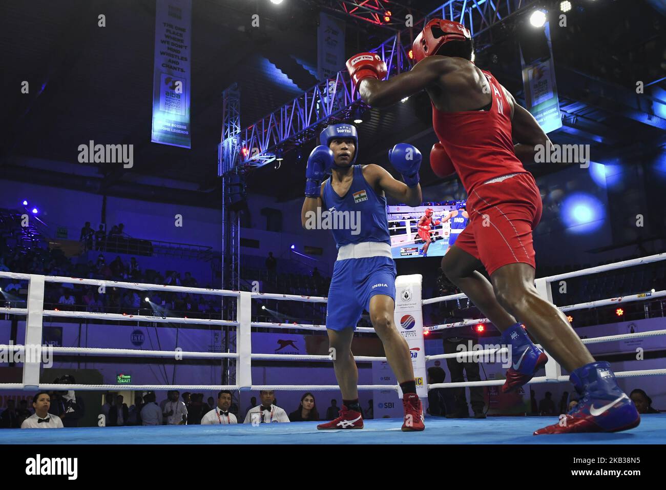 Indian boxer Lovlina Borgohain (in Red) after her bout against Panama’s ...