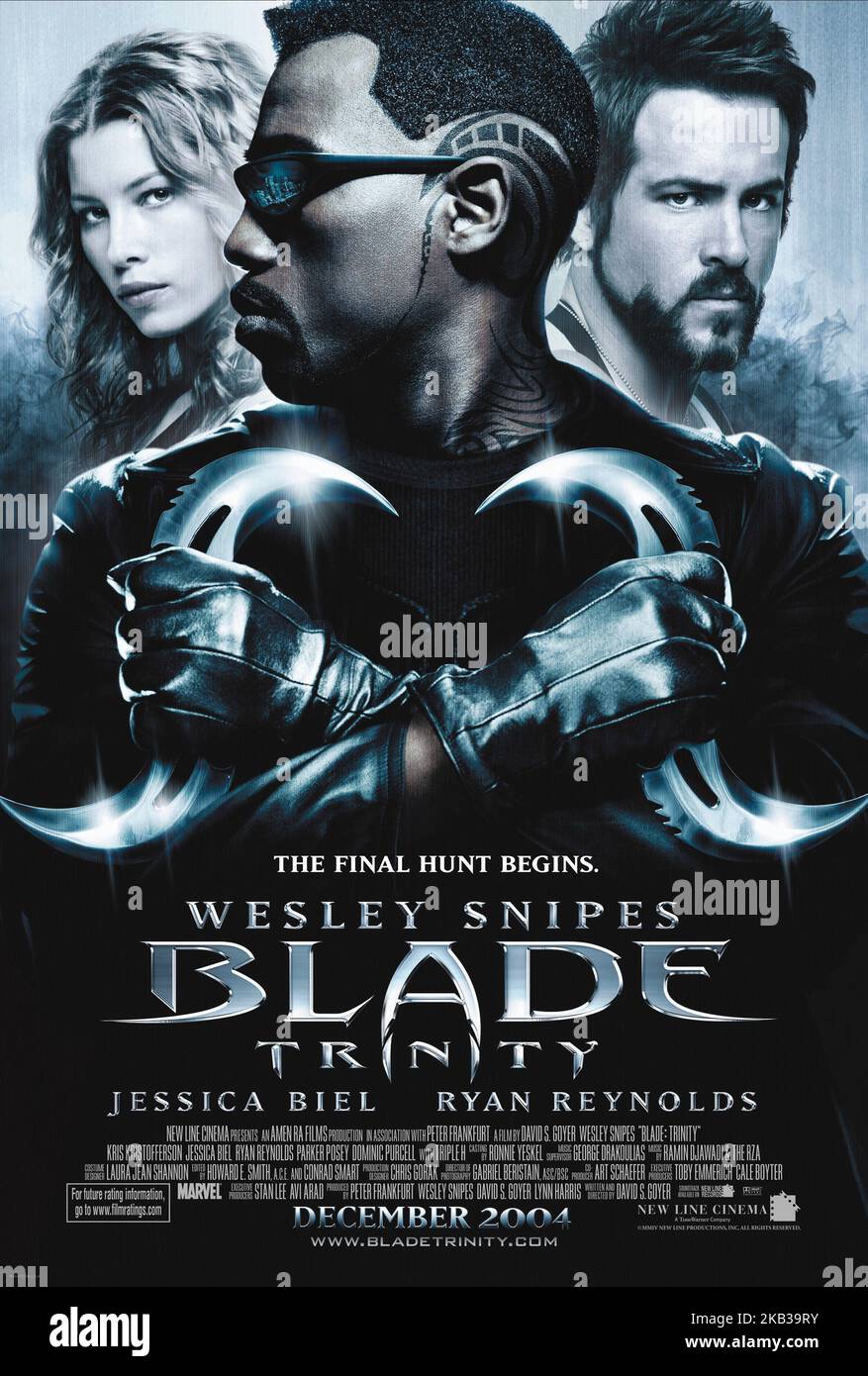 BLADE: TRINITY, JESSICA BIEL, WESLEY SNIPES, RYAN REYNOLDS, 2004 Stock Photo - Alamy