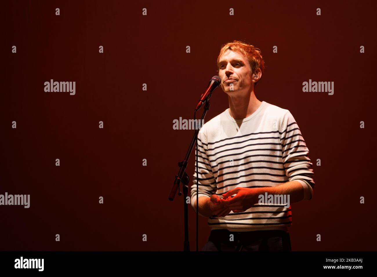 Singer Ben Mazué performs at Olympia Concert Hall in Paris, France, on ...