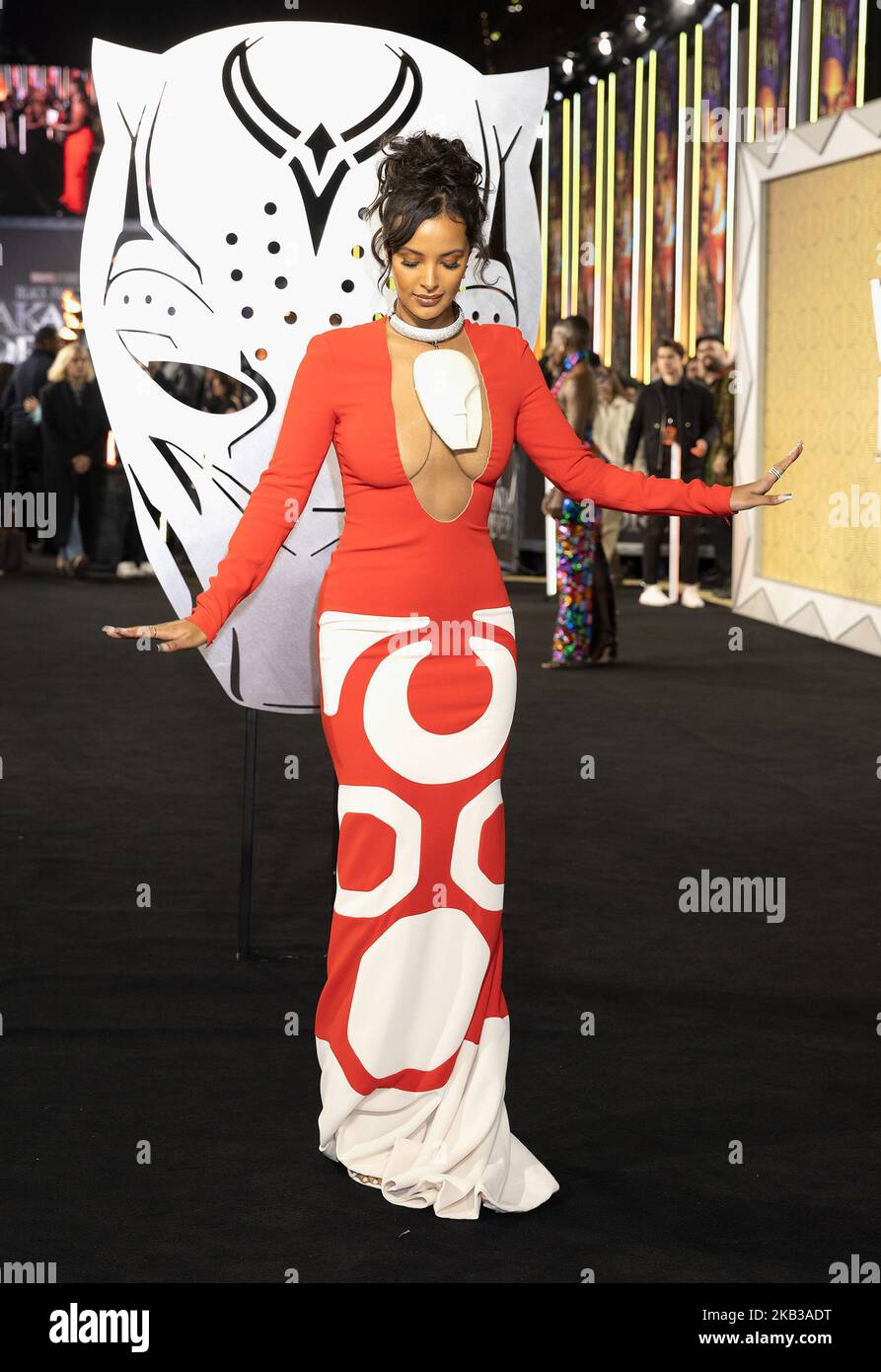 Maya Jama attending the European premiere of Black Panther: Wakanda ...