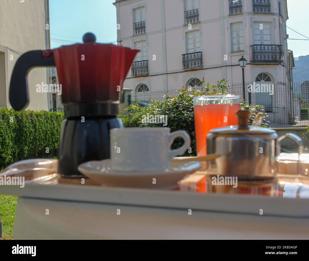 the pleasure of tea in the garden in summertime Stock Photo - Alamy