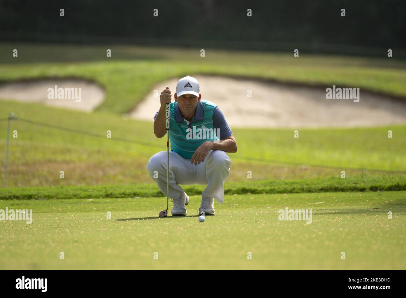 A photo showing Spanish Golf player Sergio Garcia looking at a Golf ...