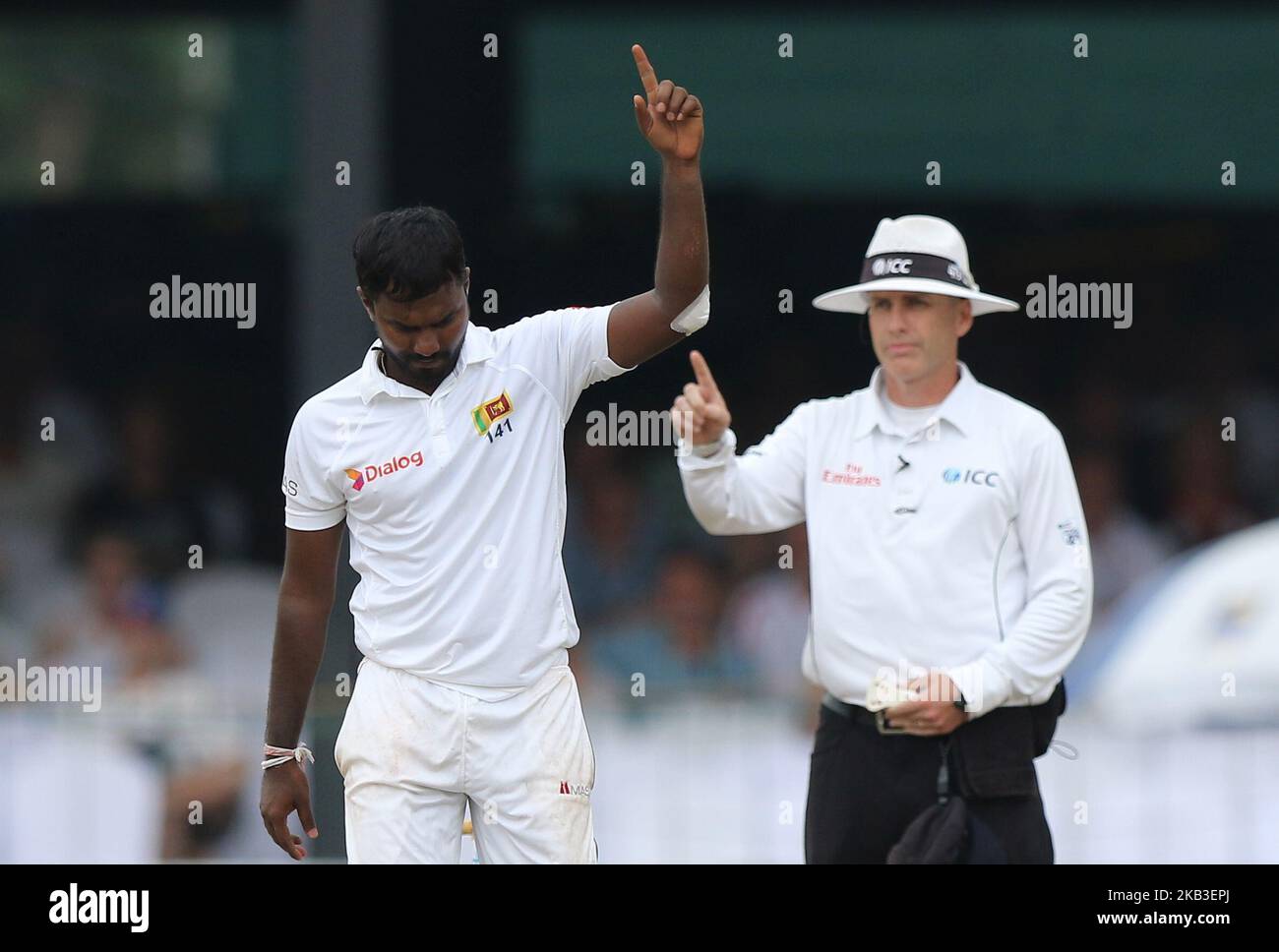 Sri Lankan cricketer Malinda Pushpakumara celebrates after taking a ...